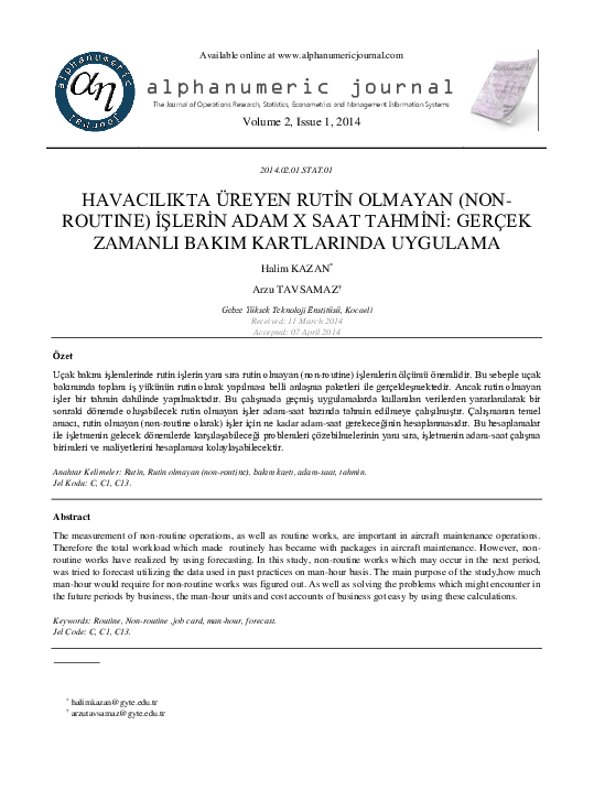 (PDF) Non-routine Works Occur from Aviation Man-hour Estimation: Real ...