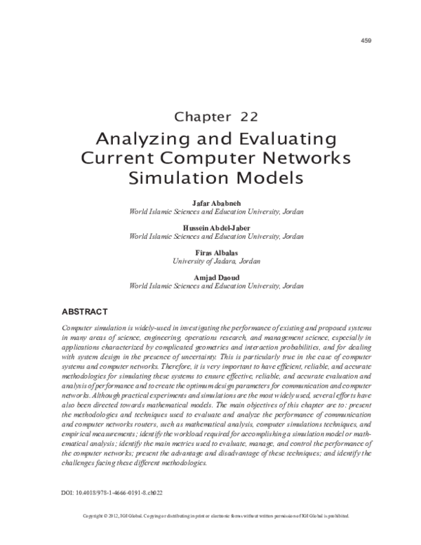 Pdf Analyzing And Evaluating Current Computer Networks Simulation