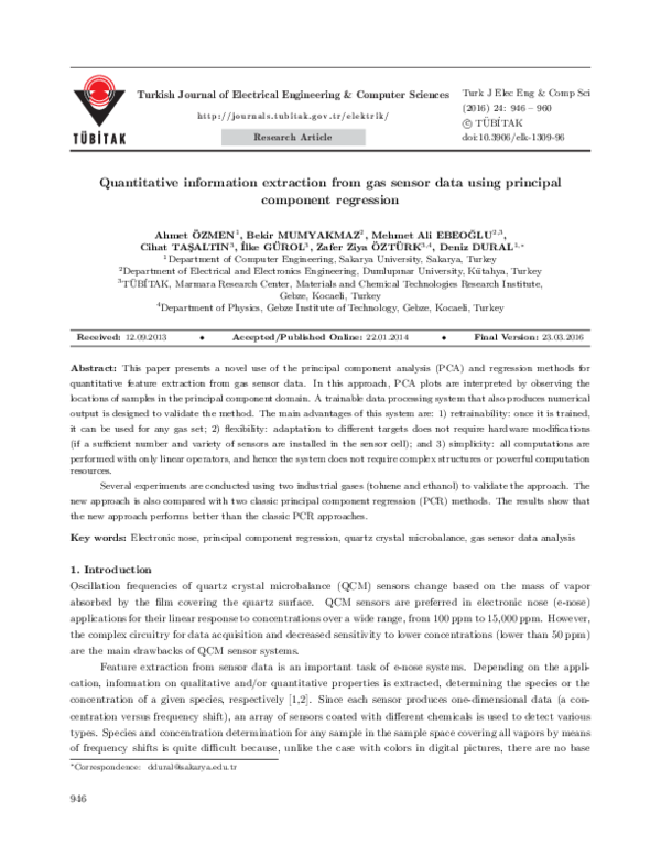(PDF) Quantitative information extraction from gas sensor data using principal component regression