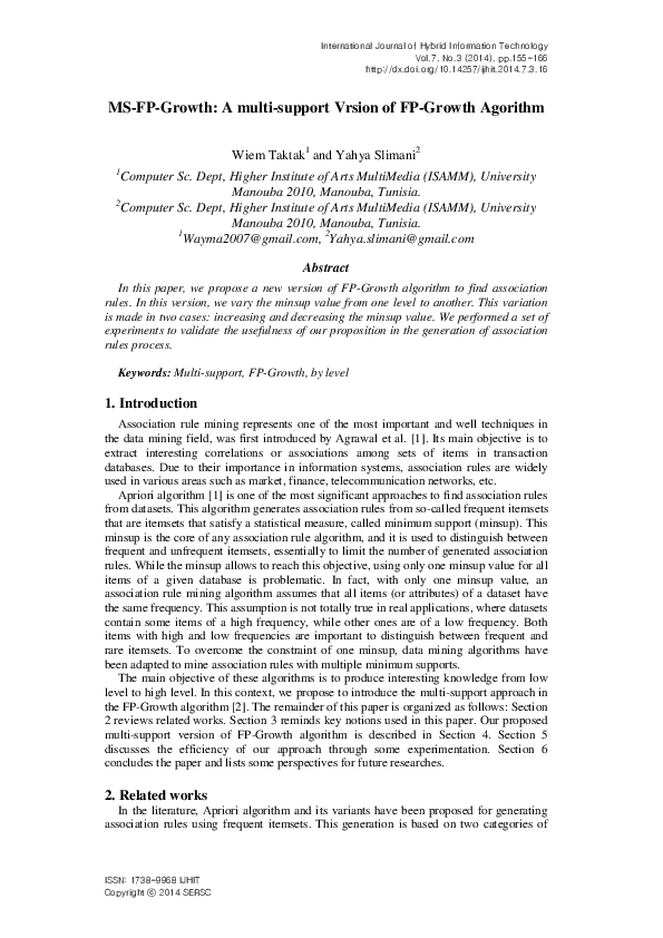 (PDF) MS-FP-Growth: A Multi-support Version of FP-Growth Algorithm