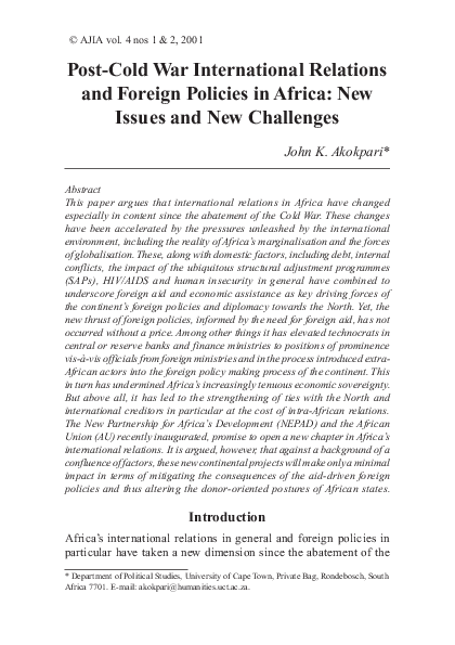 (PDF) Post-cold war international relations and foreign policies in ...