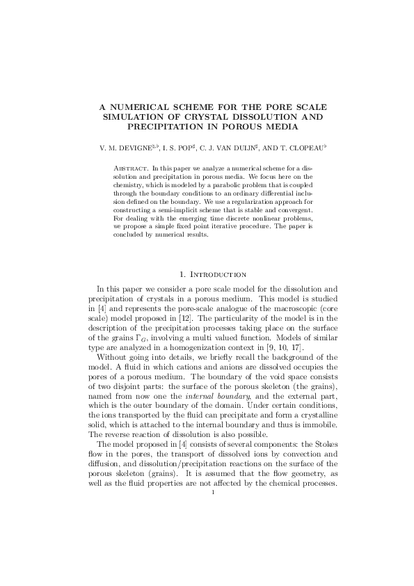 Pdf A Numerical Scheme For The Pore Scale Simulation Of Crystal