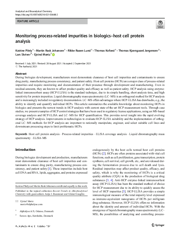 (PDF) Monitoring process-related impurities in biologics–host cell ...