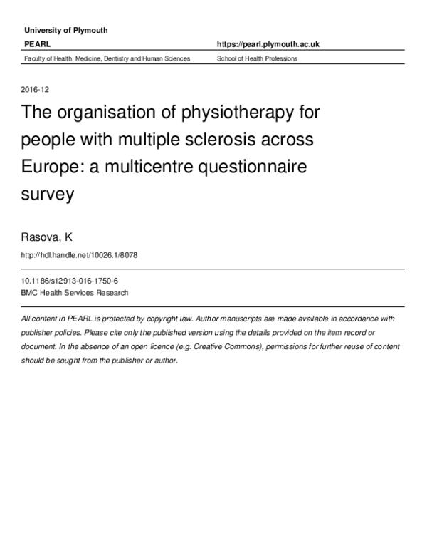 (PDF) The organisation of physiotherapy for people with multiple ...