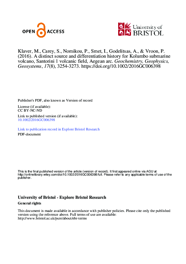 (PDF) A distinct source and differentiation history for Kolumbo ...