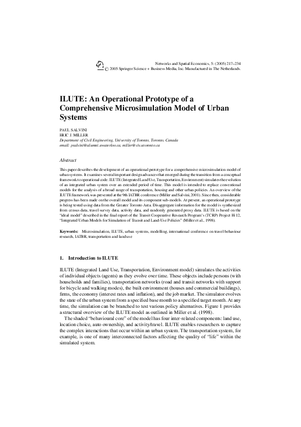 (PDF) ILUTE: An Operational Prototype of a Comprehensive ...
