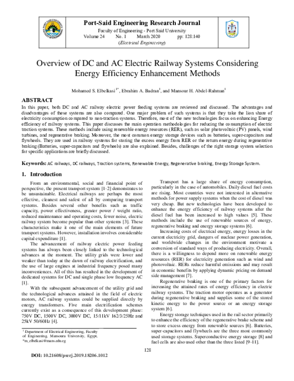 (PDF) Overview of DC and AC Electric Railway Systems Considering Energy Efficiency Enhancement ...