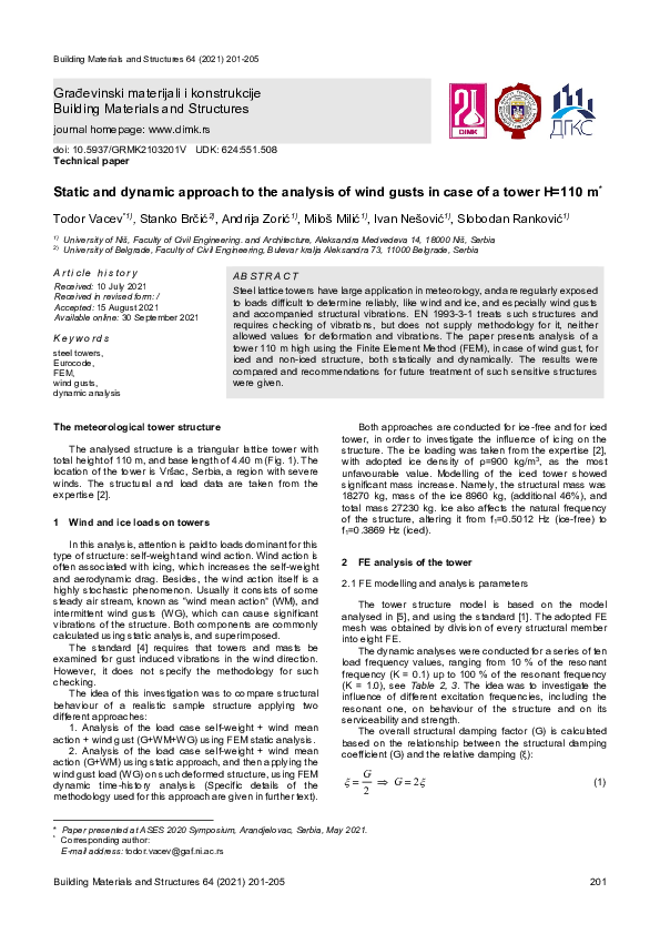(PDF) Static and dynamic approach to the analysis of wind gusts in case ...