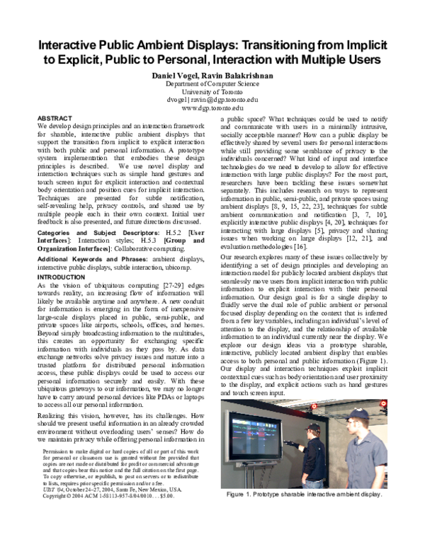(PDF) Interactive public ambient displays