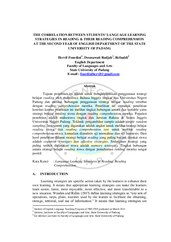 (PDF) The Correlation Between Students’ Language Learning Strategies in ...