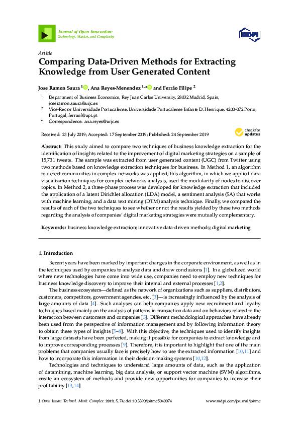 (PDF) Comparing Data-Driven Methods for Extracting Knowledge from User Generated Content
