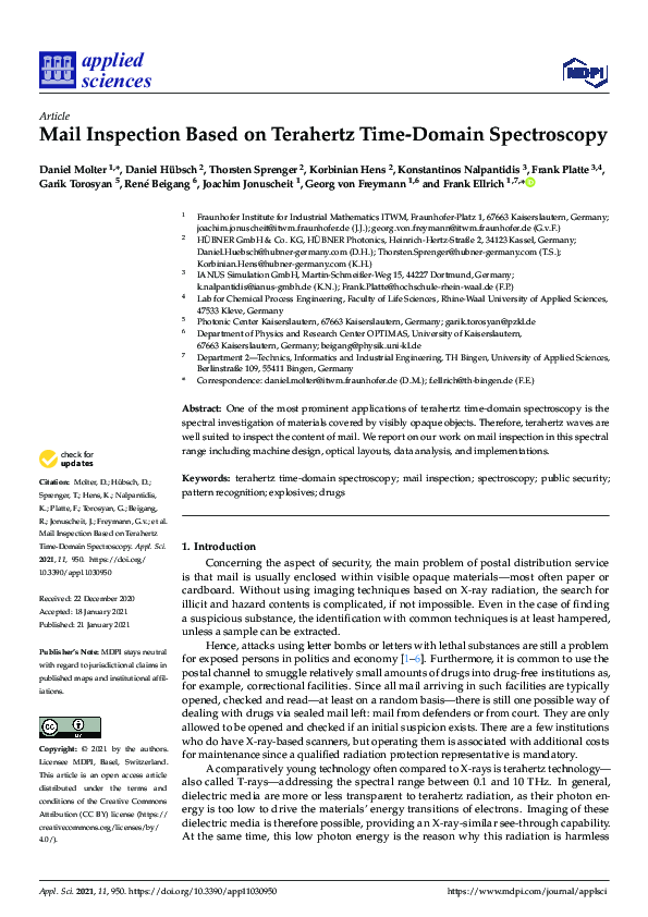 (PDF) Mail Inspection Based on Terahertz Time-Domain Spectroscopy ...