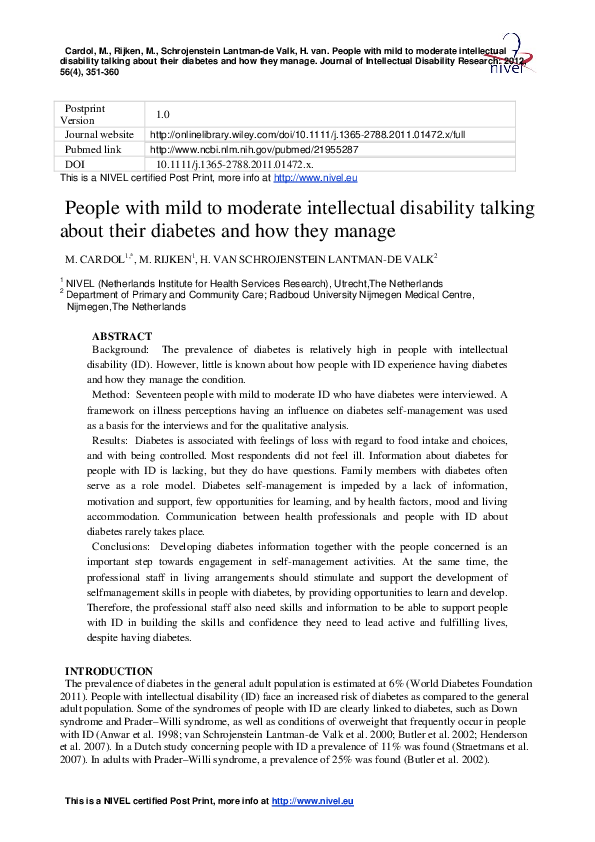(PDF) People with mild to moderate intellectual disability talking ...