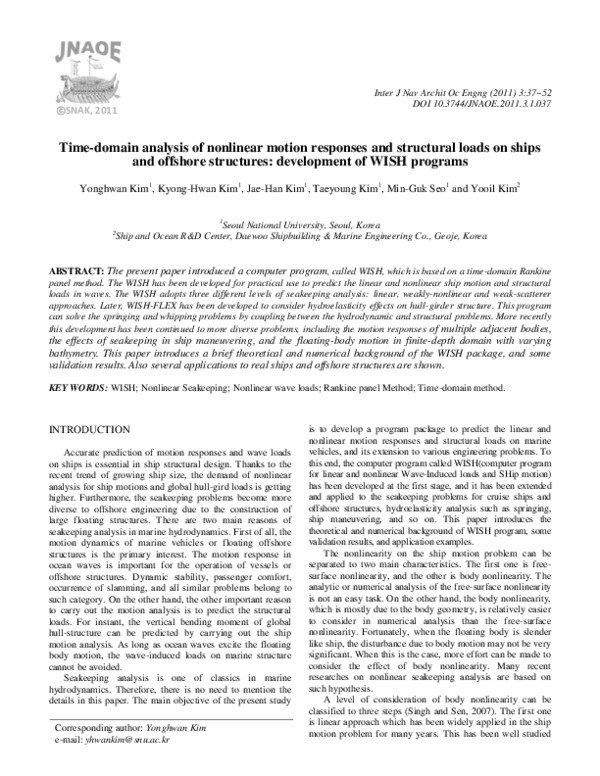 (PDF) Time-domain analysis of nonlinear motion responses and structural loads on ships and ...