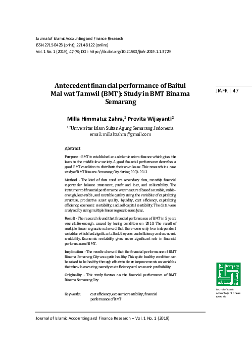 (PDF) Antecedent financial performance of Baitul Mal wat Tamwil (BMT ...