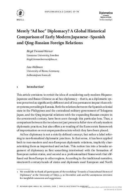 (PDF) Tremml-Werner, Birgit, and Lisa Hellman. ‘Merely “Ad Hoc ...