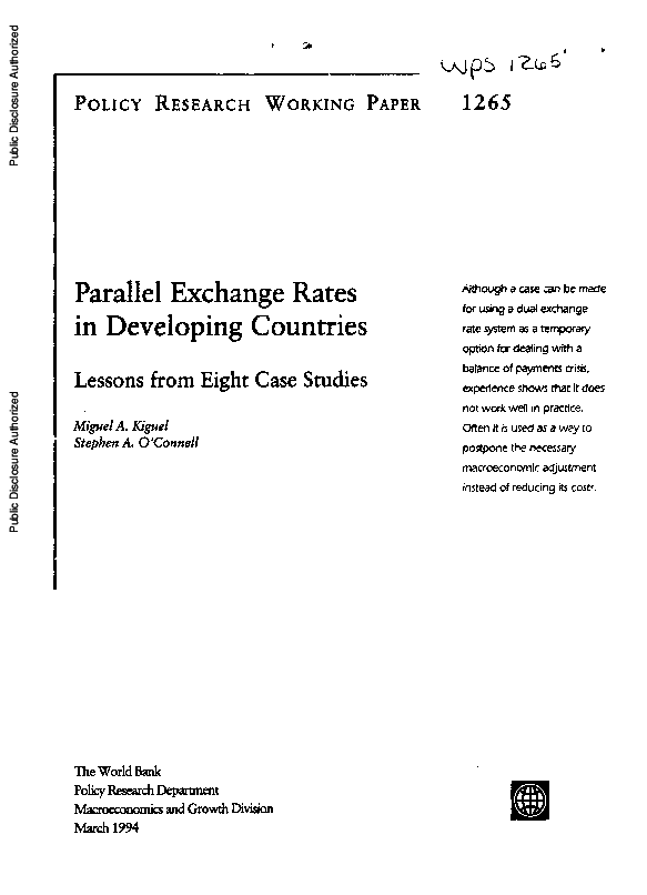 (PDF) Parallel Exchange Rates in Developing Countries