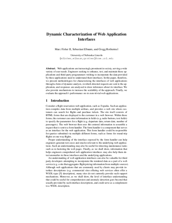 (PDF) Dynamic Characterization of Web Application Interfaces