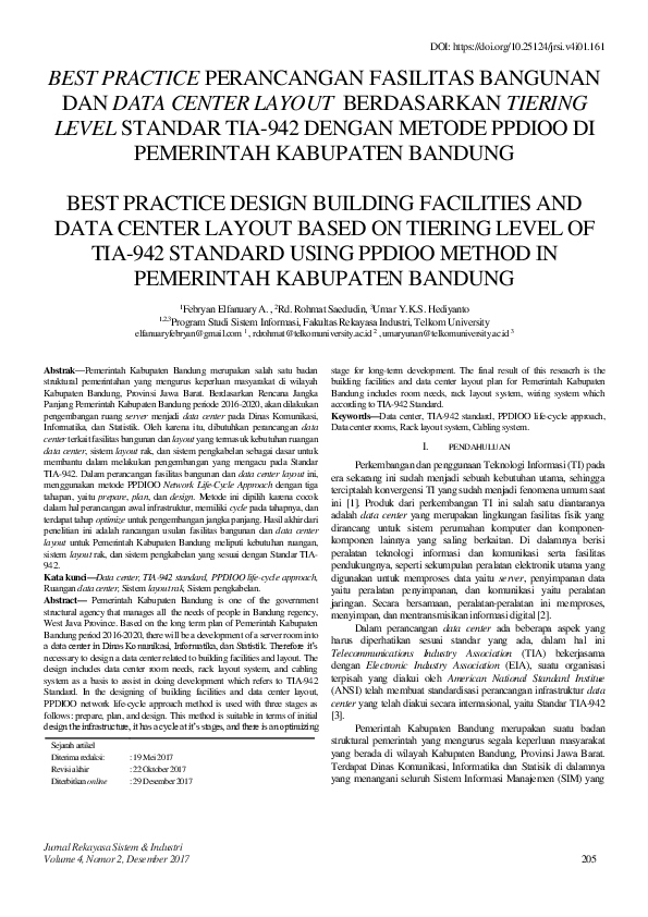 (PDF) Best Practice Perancangan Fasilitas Bangunan Dan Data Center Layout Berdasarkan Tiering ...
