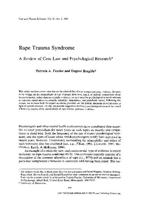 (PDF) Rape trauma syndrome