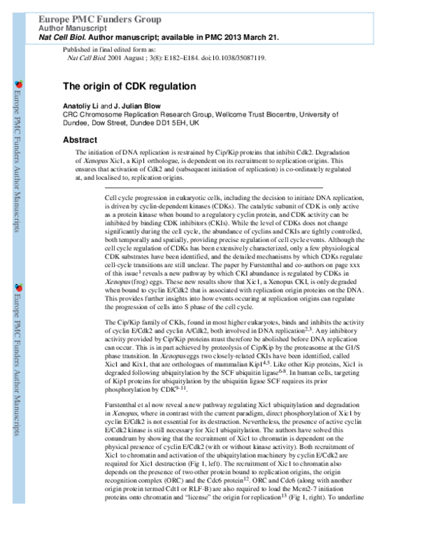 (PDF) The origin of CDK regulation | Julian Blow - Academia.edu
