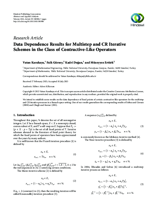 (PDF) Data Dependence Results for Multistep and CR Iterative Schemes in ...