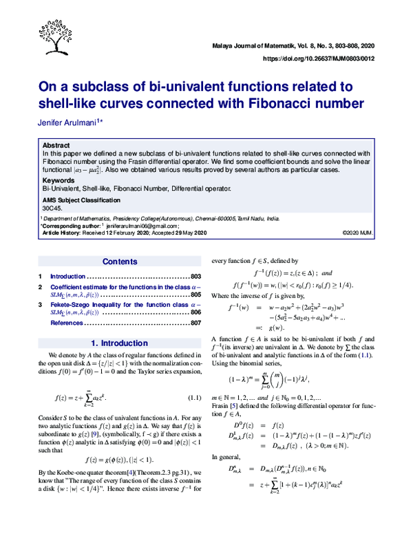 (PDF) On a subclass of bi-univalent functions related to shell-like curves connected with ...