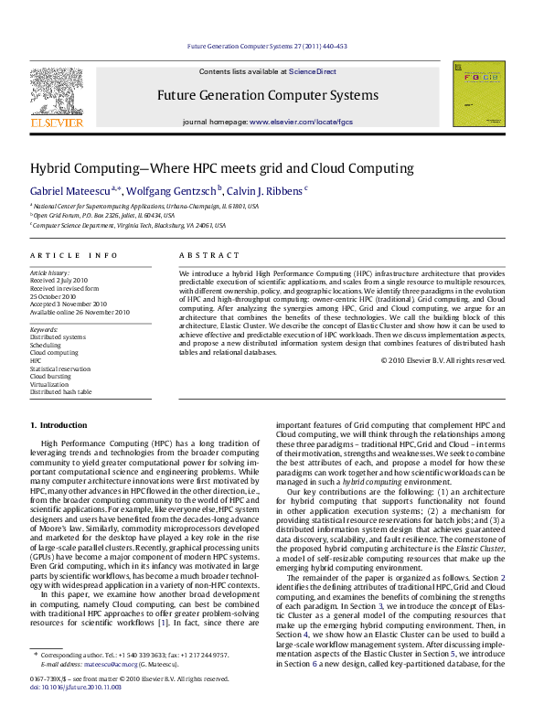 (PDF) Hybrid Computing - Where HPC meets grid and Cloud Computing (PDF) Hybrid Computing - Where HPC meets grid and Cloud Computing
