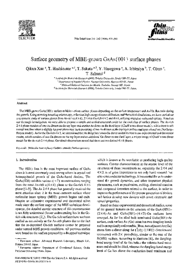 (PDF) Surface geometry of MBE-grown GaAs(001) surface phases