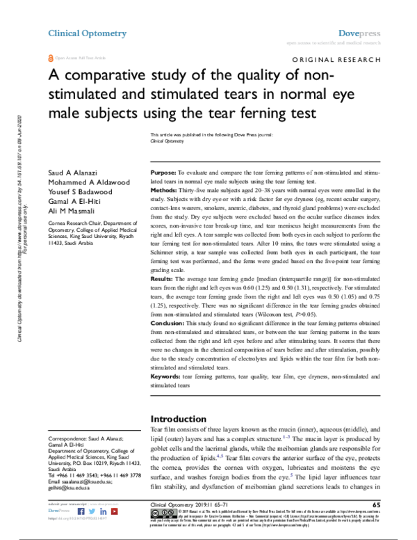 (PDF) A comparative study of the quality of non-stimulated and ...