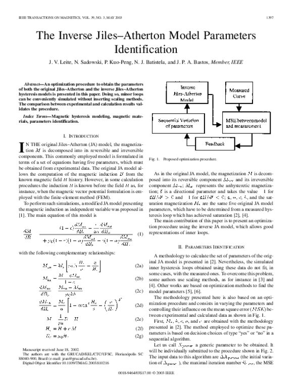 (PDF) The inverse jiles-atherton model parameters identification