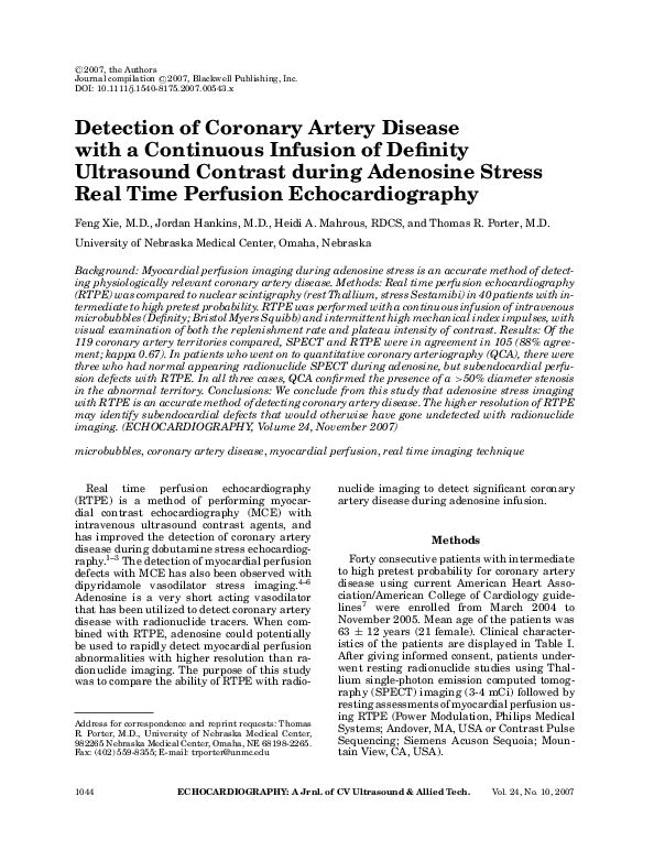 (PDF) Detection of Coronary Artery Disease with a Continuous Infusion ...