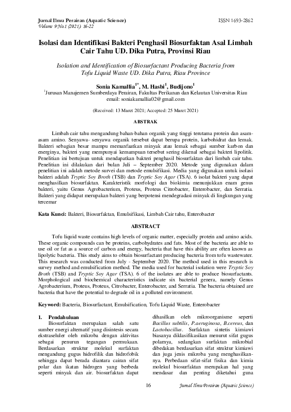 (PDF) Isolation and Identification of Biosurfactant Producing Bacteria ...