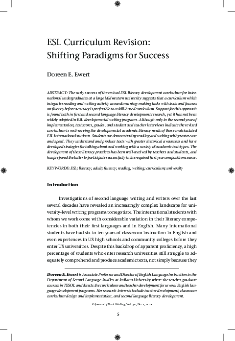 (PDF) ESL Curriculum Revision: Shifting Paradigms for Success