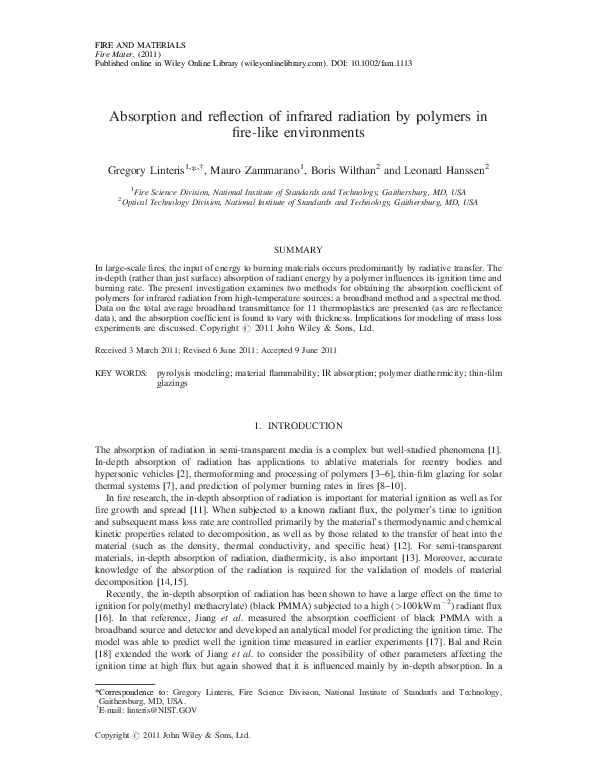 (PDF) Absorption and reflection of infrared radiation by polymers in ...