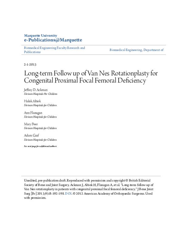 (PDF) Long-term Follow up of Van Nes Rotationplasty for Congenital ...