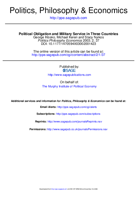 (PDF) Political Obligation and Military Service in Three Countries ...