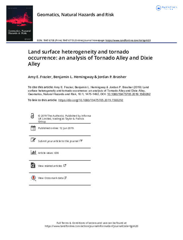 (PDF) Land surface heterogeneity and tornado occurrence: an analysis of ...
