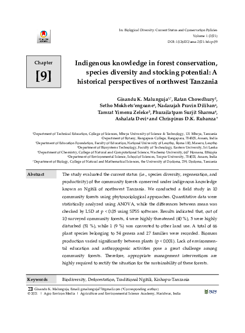 (PDF) Indigenous knowledge in forest conservation, species diversity ...