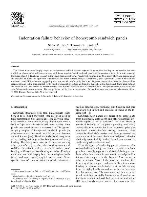 (PDF) Indentation failure behavior of honeycomb sandwich panels