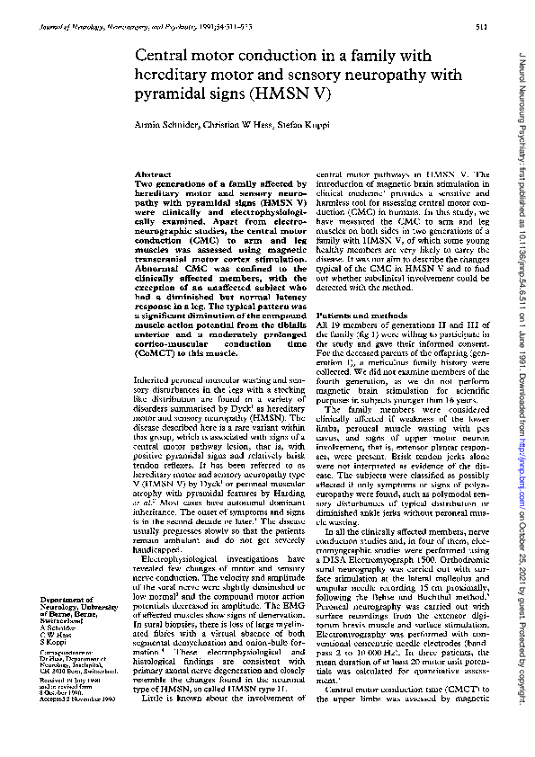 (PDF) Central motor conduction in a family with hereditary motor and ...