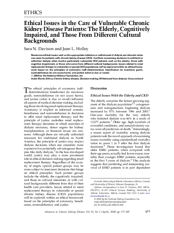 (PDF) Ethical Issues in the Care of Vulnerable Chronic Kidney Disease ...
