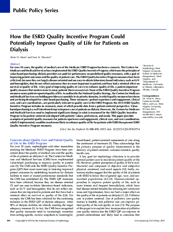 (PDF) How the ESRD Quality Incentive Program Could Potentially Improve ...
