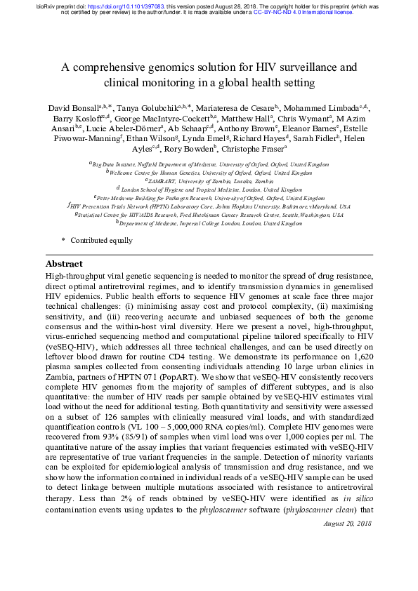 (PDF) A comprehensive genomics solution for HIV surveillance and ...