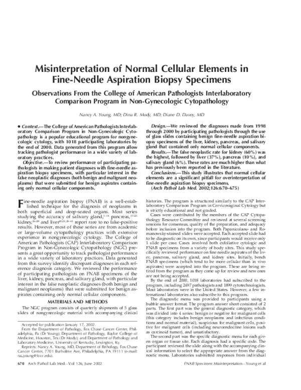 (PDF) Misinterpretation of normal cellular elements in fine-needle ...