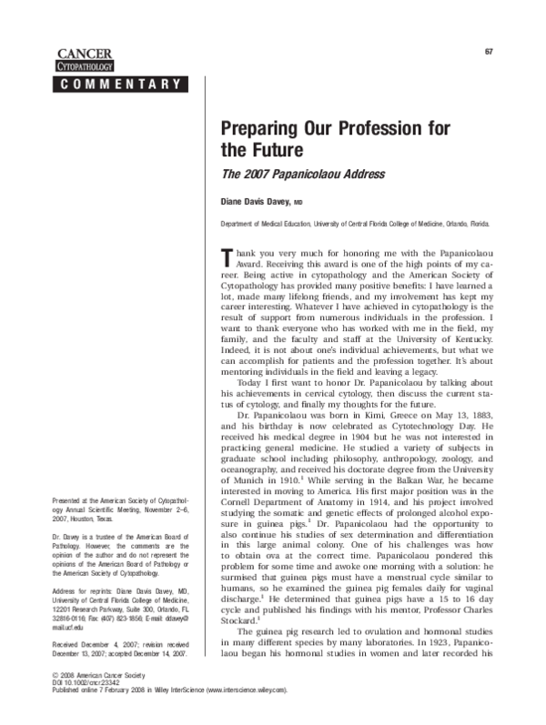 (PDF) Preparing our profession for the future