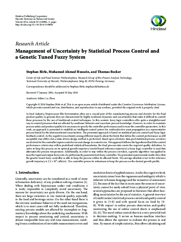 (PDF) Management of Uncertainty by Statistical Process Control and a ...