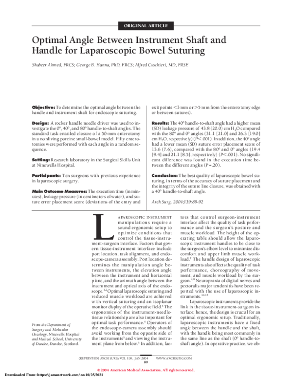 (PDF) Optimal Angle Between Instrument Shaft and Handle for ...
