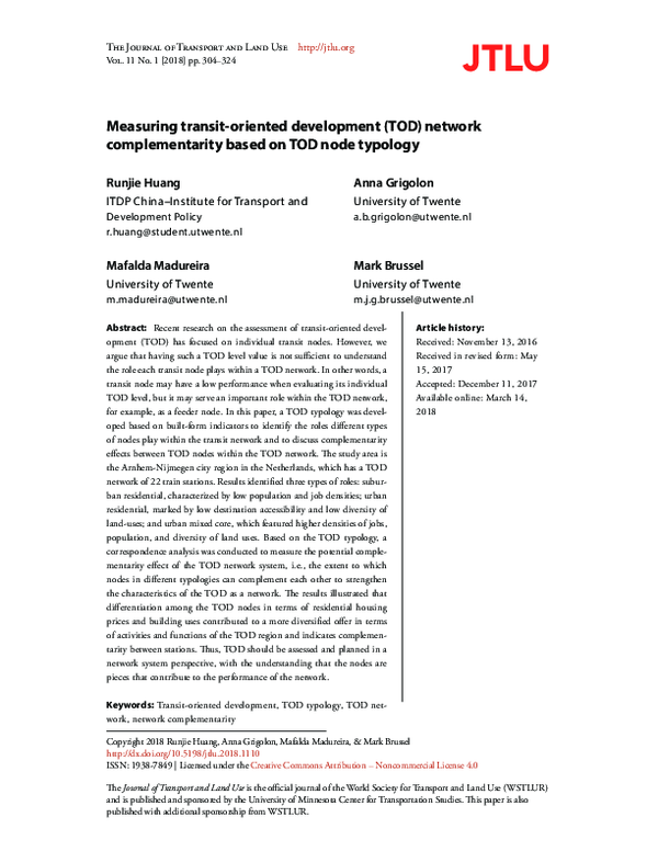 (PDF) Measuring transit-oriented development (TOD) network complementarity based on TOD node ...