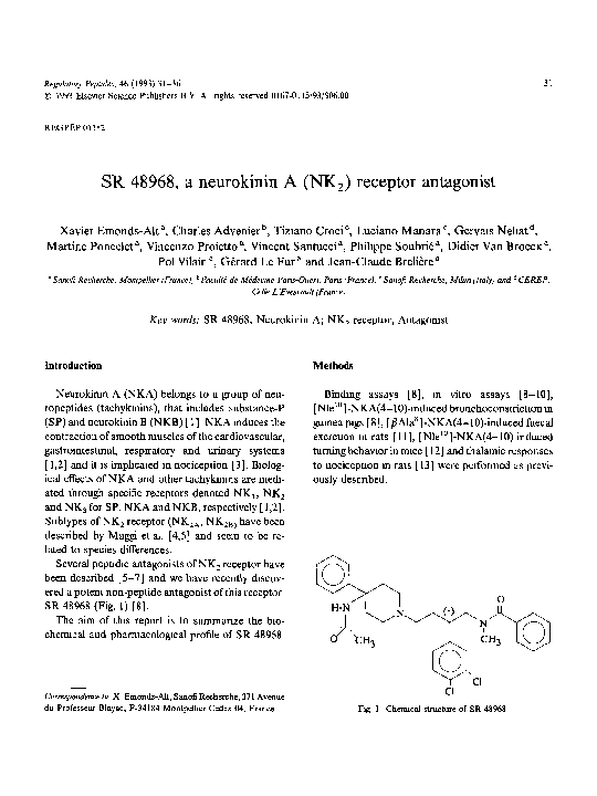 (PDF) SR 48968, a neurokinin A (NK2) receptor antagonist